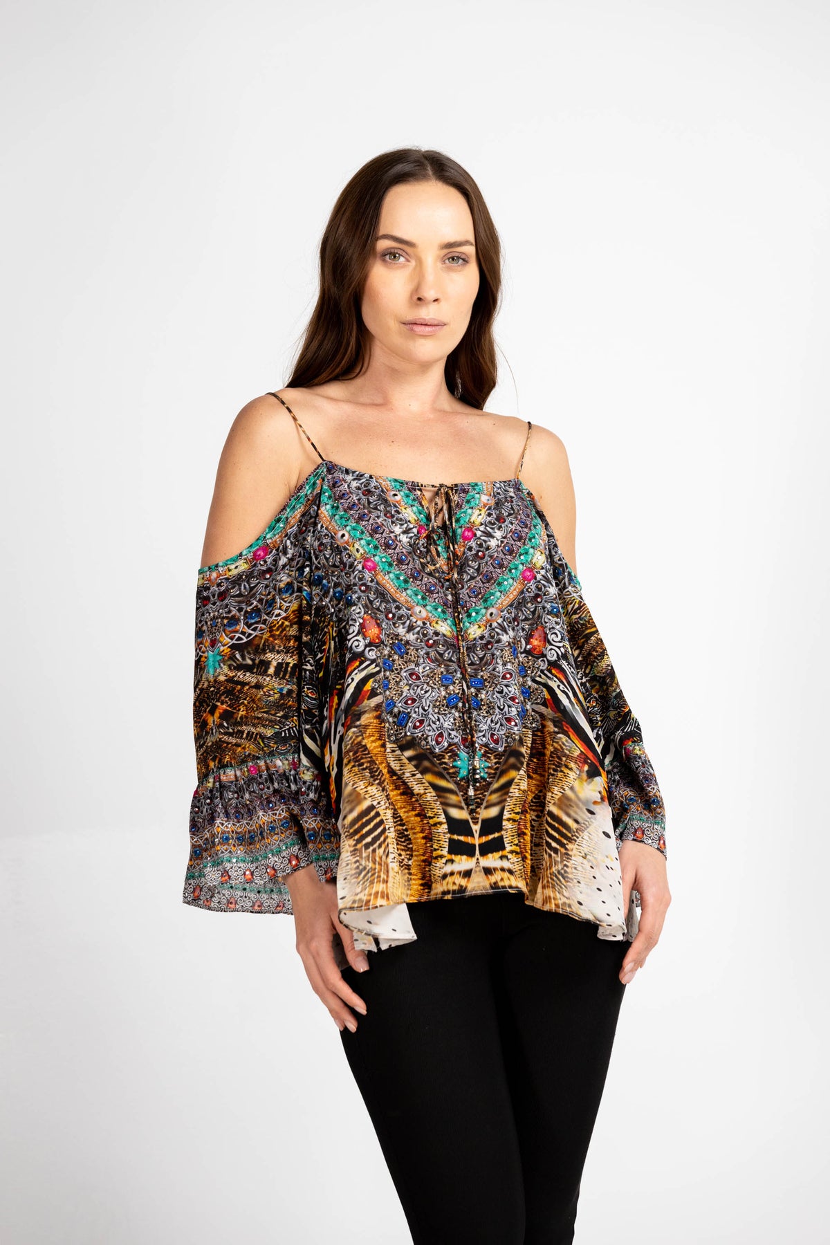 Shop Golden Eagle Gypsy Top – Luxury Resort Wear UAE | 100% Silk ...
